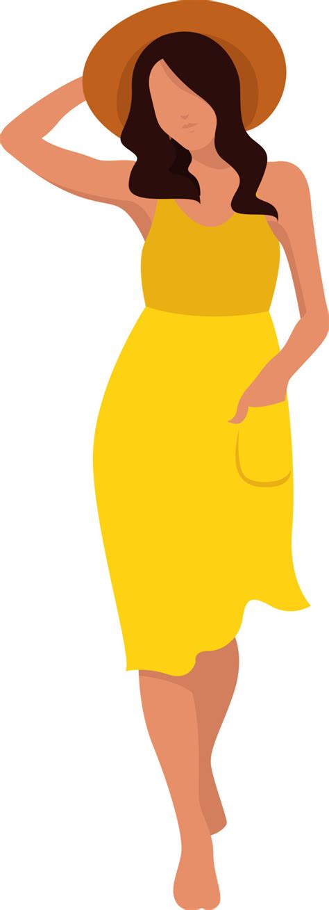 Woman In Yellow Dress Illustration Vector On White Background