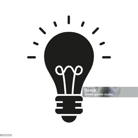 전구 밝고 창의적인 솔루션과 혁신 픽토그램 전구 스마트 아이디어 개념 실루엣 아이콘입니다 효율적인 전기 저에너지 전구 글리프 기호 고립된 벡터 그림 Led 조명에 대한 스톡