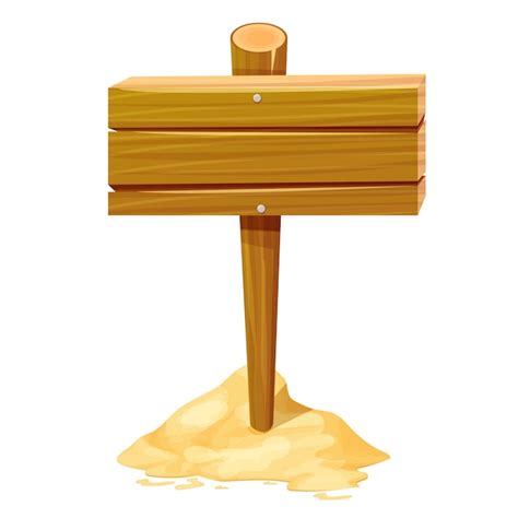 Señal direccional de puntero de madera con arena en estilo de dibujos