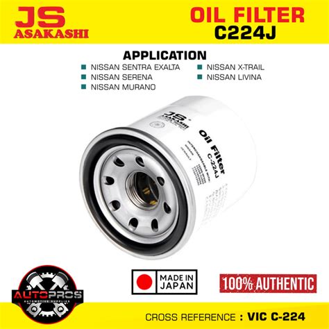JS Asakashi C224J Oil Filter for Nissan Sentra Exalta, Serena, Murano ...