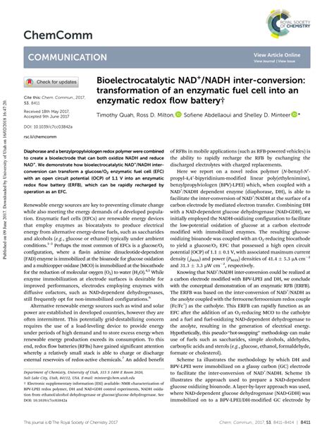 Pdf Bioelectrocatalytic Nadnadh Inter Conversion Transformation Of