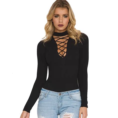 2017 Autumn Sexy Bodysuits Women Rompers Long Sleeve Elastic Bodysuits