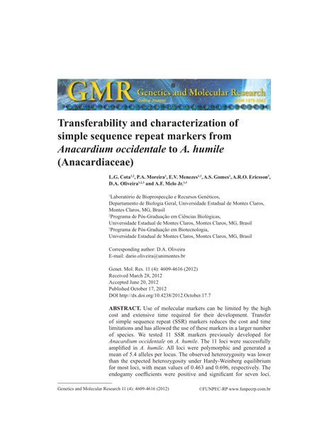 Pdf Transferability And Characterization Of Simple Sequence Repeat