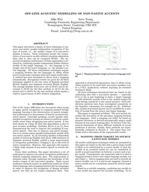 Pdf Off Line Acoustic Modelling Of Non Native Accents