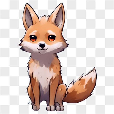 Descarga Zorro De Dibujos Animados Kawaii Sentado Y Mirando Hacia