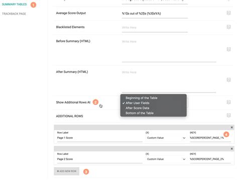 Adding Additional Rows And Page Based Scores To The Submission Summary