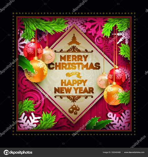 Vector Christmas New Year Wishes Greeting Card Christmas Related