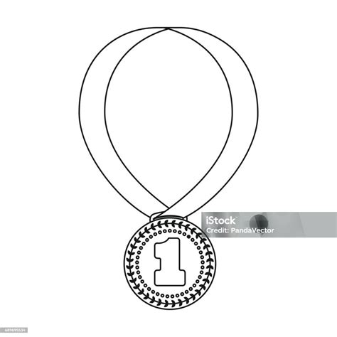 흰색 배경에 고립 된 개요 스타일에서 승마 스포츠 아이콘에 대 한 골드 메달 대 경기장 및 말 기호 주식 벡터 일러스트 레이 션입니다 Championship에 대한 스톡