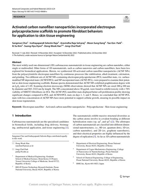 Activated Carbon Nanofiber Nanoparticles Incorporated Electrospun Polycaprolactone Scaffolds To