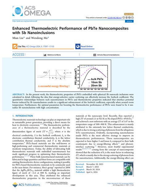 Pdf Enhanced Thermoelectric Performance Of Pbte Nanocomposites With