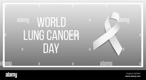 World Lung Cancer Day Concept Banner Template With White Ribbon