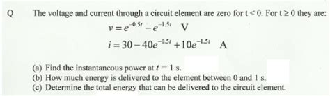 Solved Q The Voltage And Current Through A Circuit Element Chegg Com