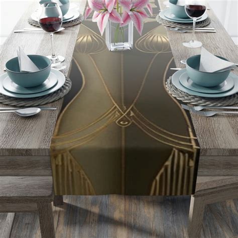 Lady Of The Decade Art Deco Table Runner Gold And Black Art Deco Table
