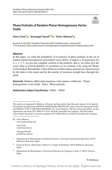 Phase Portraits Of Random Planar Homogeneous Vector Fields Request Pdf