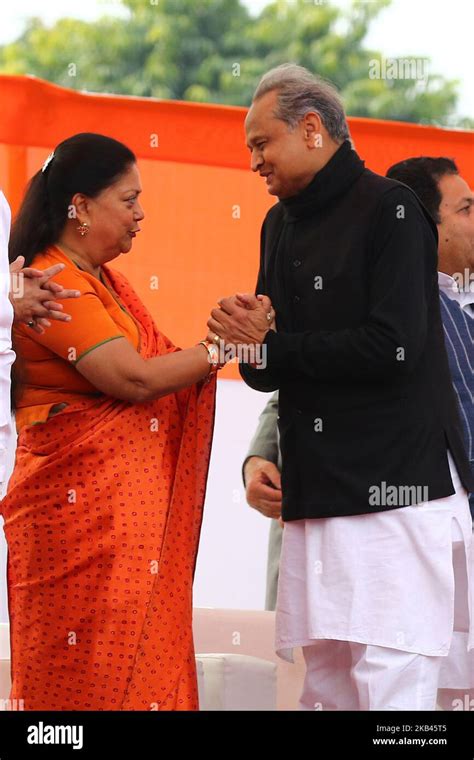 New Rajasthan Chief Minister Ashok Gehlot Is Greeted By Former Chief