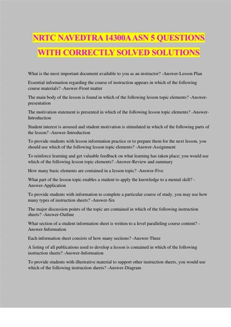 Nrtc Navedtra 14300a Asn 5 Questions With Correctly Solved Solutions