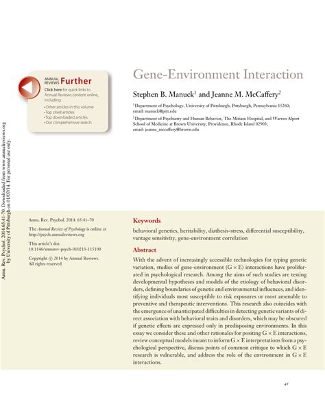 Pdf Gene Environment Interaction