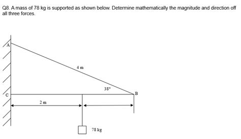 Q A Mass Of Kg Is Supported As Shown Below Chegg