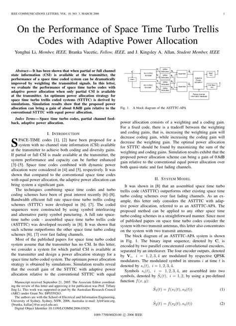 Pdf On The Performance Of Space Time Turbo Trellis Codes With