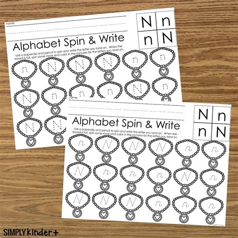 Letter N Spin And Write Simply Kinder Plus