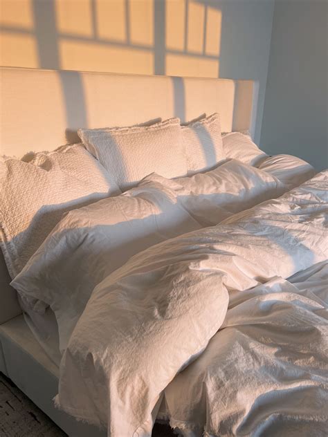 White Bed And Bedding Cozy Fluffy Bed Comfy Bedroom Room Makeover Bedroom Room Inspiration