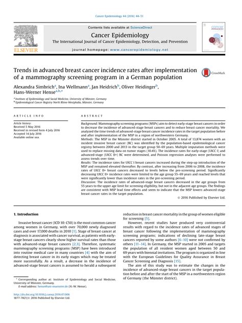 Pdf Trends In Advanced Breast Cancer Incidence Rates After