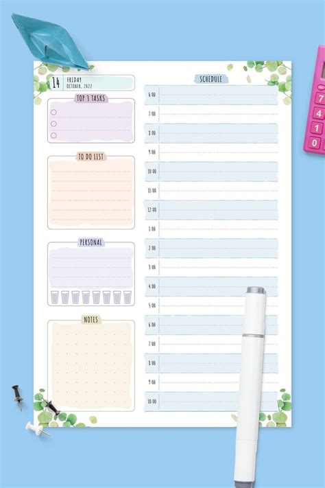 Daily Journal Template Work Planner Schedule Templates Aesthetic