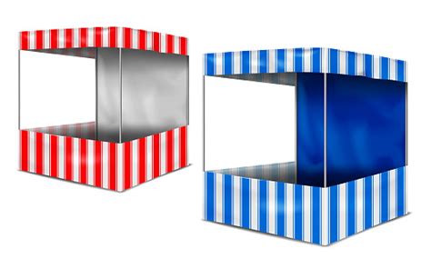 줄무늬 빨강 파랑 및 흰색 캐노피 텐트 뒷면과 측면 벽 벡터 모형 팝업 전망대 현실적인 모형 접이식 이벤트 천막 디자인용 템플릿 농업 박람회에 대한 스톡 벡터 아트 및 기타