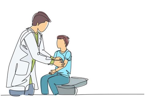 un dibujo de una sola línea de un médico que brinda tratamiento de