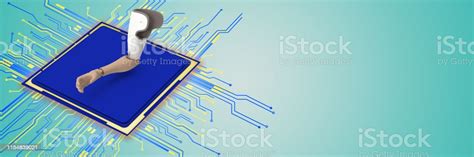 의료 건강 개념에서 첨단 기술을 사용 하 여 Cpu 및 컴퓨터 회로 배경이 있는 3d 인공 암 이미지 0명에 대한 스톡 사진 및