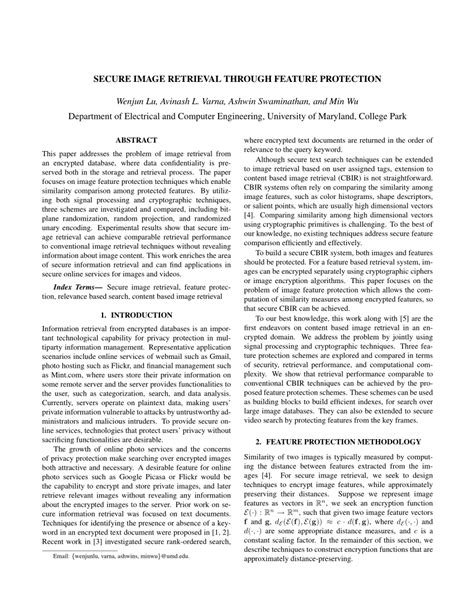 Pdf Secure Image Retrieval Through Feature Protection