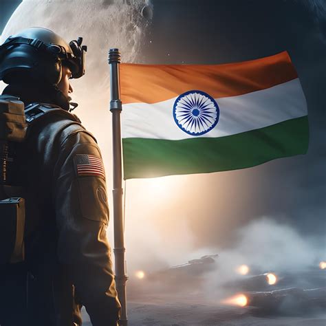 Premium AI Image Astronaut With Indian Flag