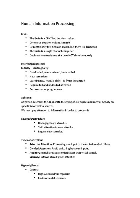 Human Information Processing Human Information Processing Brain The Brain Is A Central