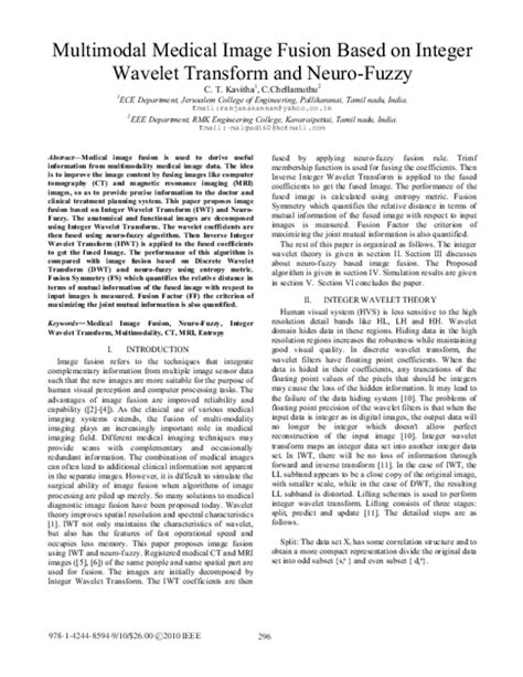 Pdf Multimodal Medical Image Fusion Based On Integer Wavelet