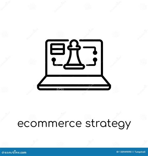 Ecommerce Strategy Icon Trendy Modern Flat Linear Vector Ecommerce Strategy Icon On White