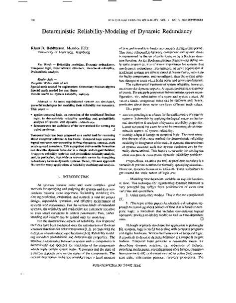 Pdf Deterministic Reliability Modeling Of Dynamic Redundancy