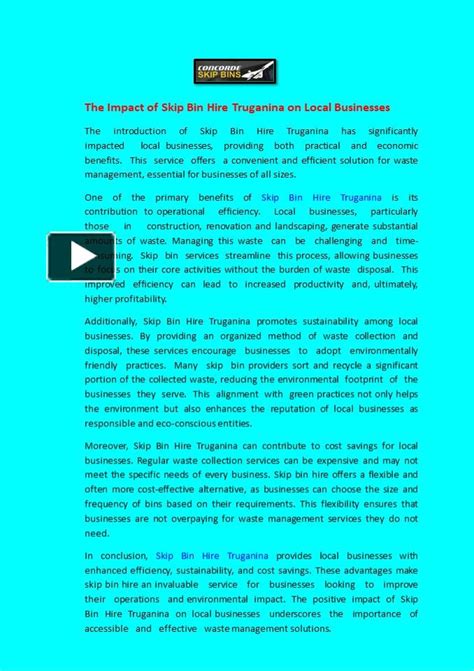 PPT The Impact Of Skip Bin Hire Truganina On Local Businesses