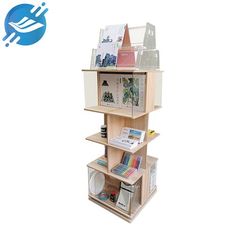 China Pop Double Sided Rotating Wooden Book Display Stand Manufacturer