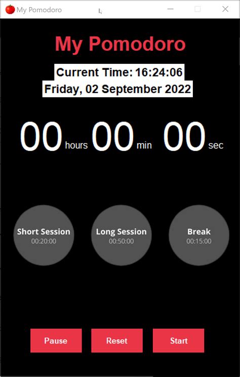 Github Beatriz Sabinomy Pomodoro App Gui Project Using Tkinter