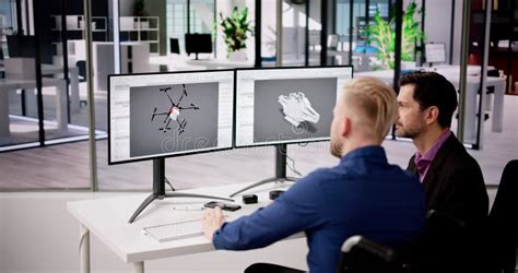 Men Using 3d Cad Software Stock Illustration Illustration Of Develop