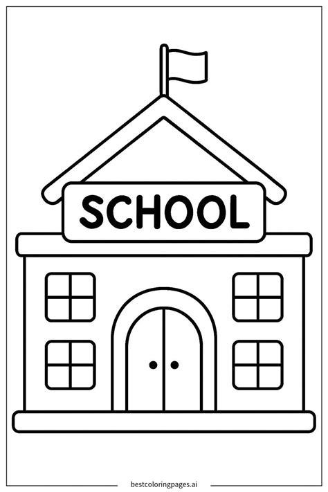School Building Coloring Page Coloring Page Free Printable