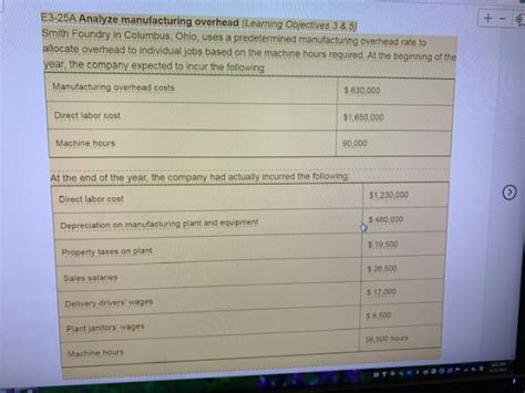 E3 25a Analyze Manufacturing Overhead Learning Objectives 3 And 5 Smith