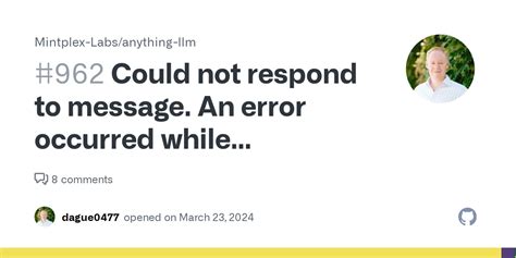Could Not Respond To Message An Error Occurred While Streaming
