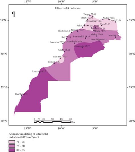Maps Of The Annual Cumulation Of Daily Irradiations Of The Spectral
