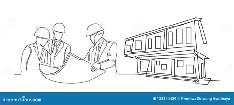 Continuous Line Drawing Engineer Building Construction Supervision