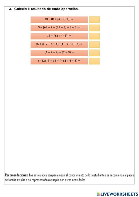 Operaciones Combinadas Online Exercise For Live Worksheets