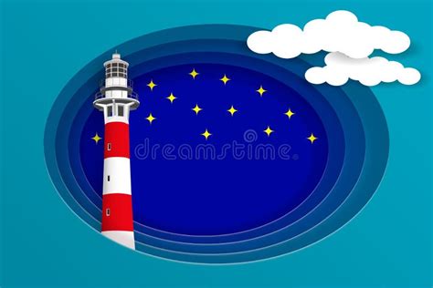 Sea Landscape With Lighthouse Paper Layers As Sea Landscape Stock