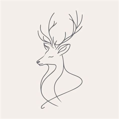 Elegant Minimalist Deer Line Art Line Art Deer Elegant Deer Dear