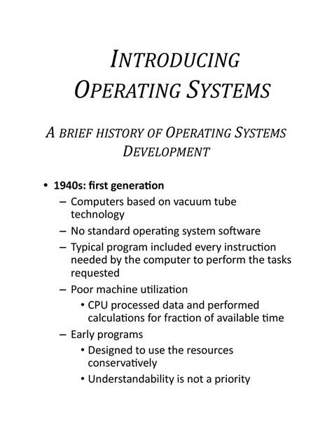 Introducing Operating Systems Introducing Operating Systems A Brief History Of Operating