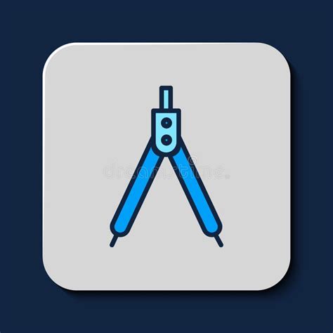 Filled Outline Drawing Compass Icon Isolated On Blue Background